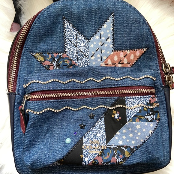 Coach | Bags | Coach Denim Leather Small Blue Cute Backpack | Poshmark